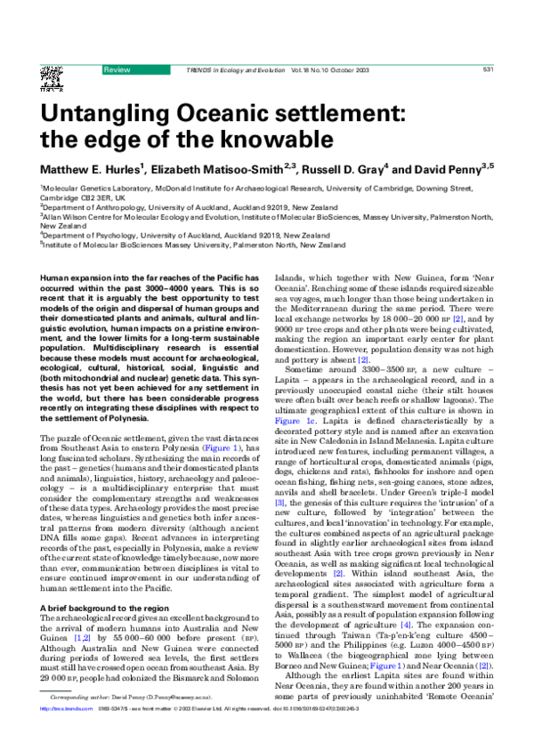 (PDF) Untangling Oceanic settlement: the edge of the knowable