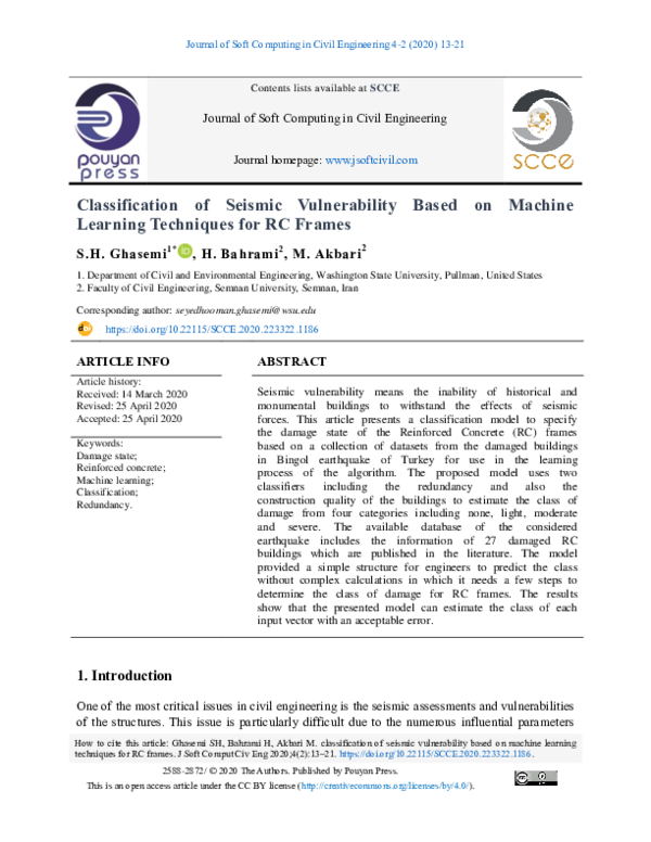 (PDF) Seismic Vulnerability Classification for RC Frames