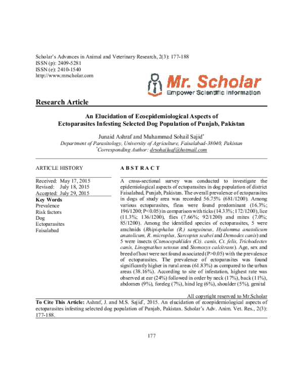 (PDF) Scholar's Advances in Animal and Veterinary Research