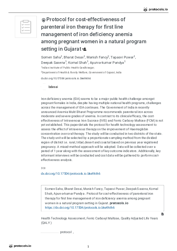 (PDF) Protocol for cost-effectiveness of parenteral iron therapy for ...