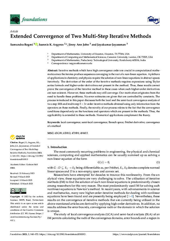 (PDF) Extended Convergence of Two Multi-Step Iterative Methods