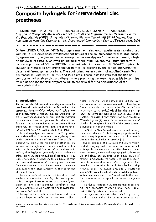 (PDF) Composite hydrogels for intervertebral disc prostheses