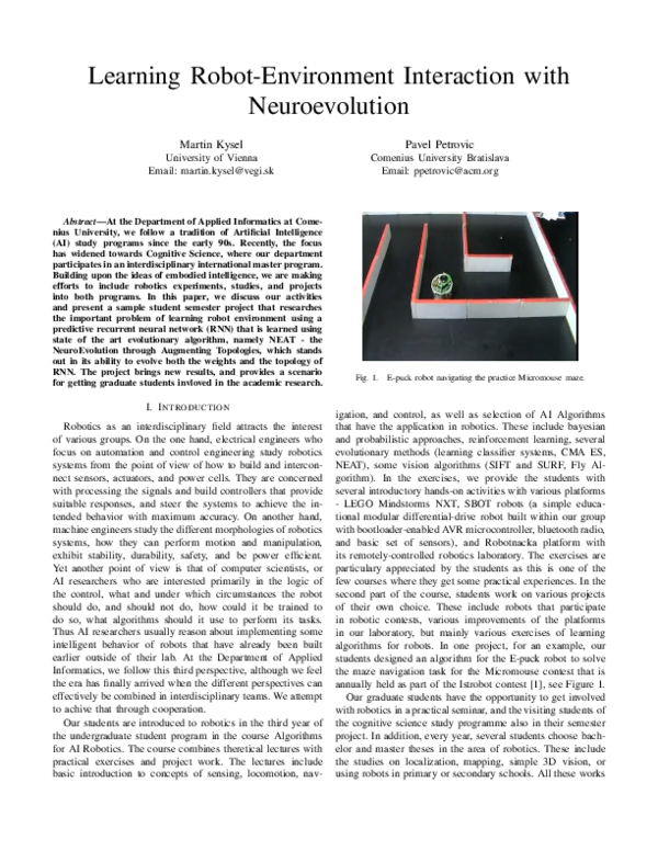 (PDF) Learning Robot-Environment Interaction with