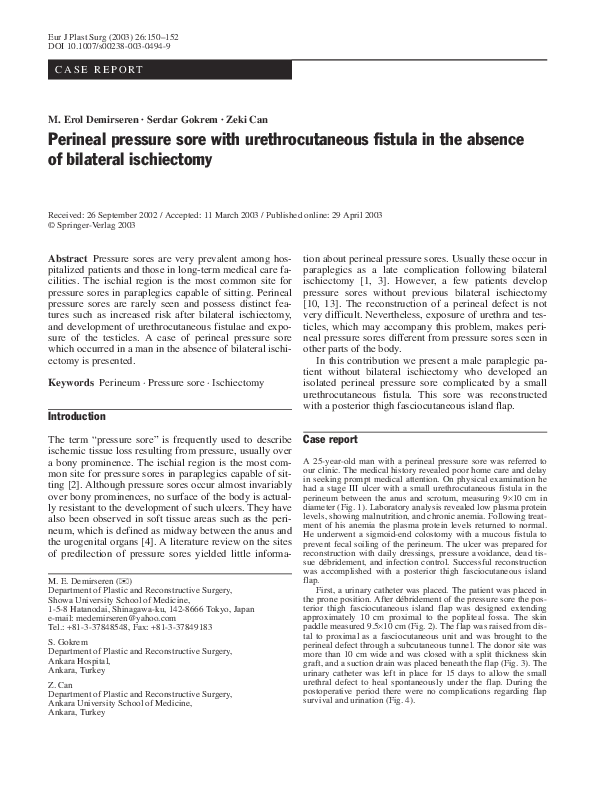 (PDF) Perineal pressure sore with urethrocutaneous fistula in the ...