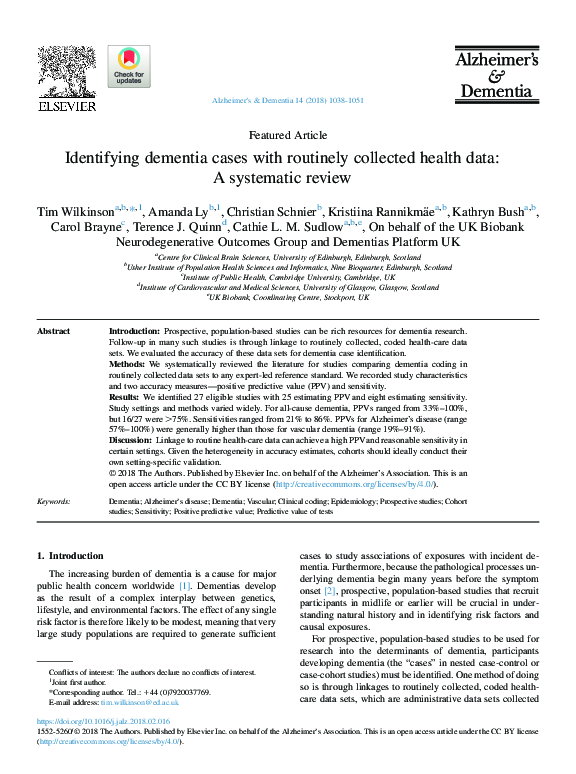 (PDF) Identifying dementia cases with routinely collected health data ...