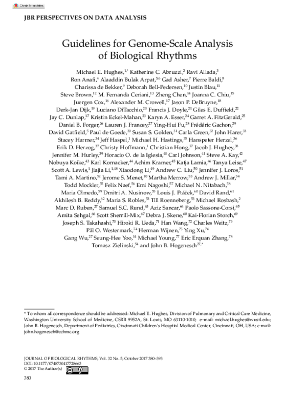 (PDF) Guidelines for Genome-Scale Analysis of Biological Rhythms