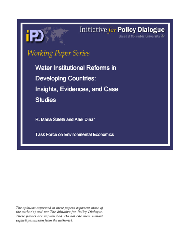 (PDF) Water Institutional Reforms in Developing Countries: Insights ...