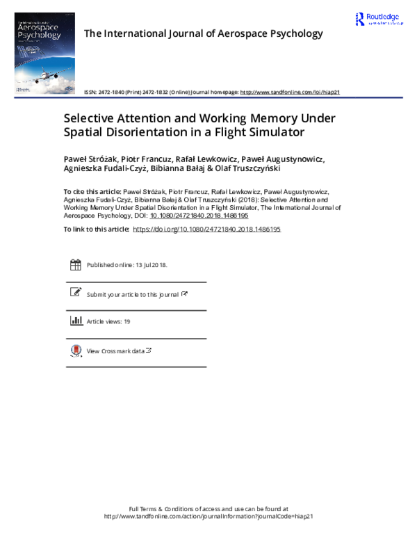(PDF) Selective Attention and Working Memory Under Spatial Disorientation in a Flight Simulator