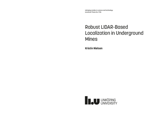 (PDF) Robust LIDAR-Based Localization in Underground Mines