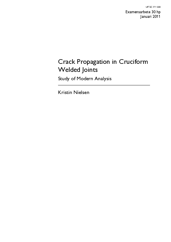 (PDF) Crack Propagation in Cruciform Welded Joints : Study of Modern Analysis