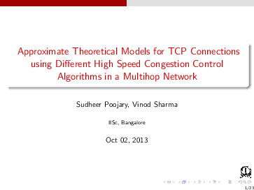 (PDF) Approximate theoretical models for TCP connections using different high speed congestion ...