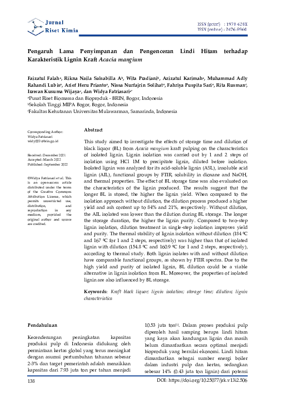 (PDF) Pengaruh Lama Penyimpanan dan Pengenceran Lindi Hitam Terhadap ...