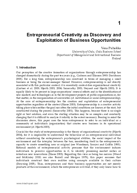 (PDF) Entrepreneurship - Creativity and Innovative Business Models