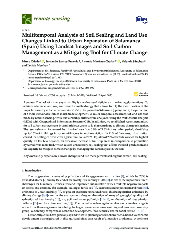 (PDF) Multitemporal Analysis of Soil Sealing and Land Use Changes Linked to Urban Expansion of ...