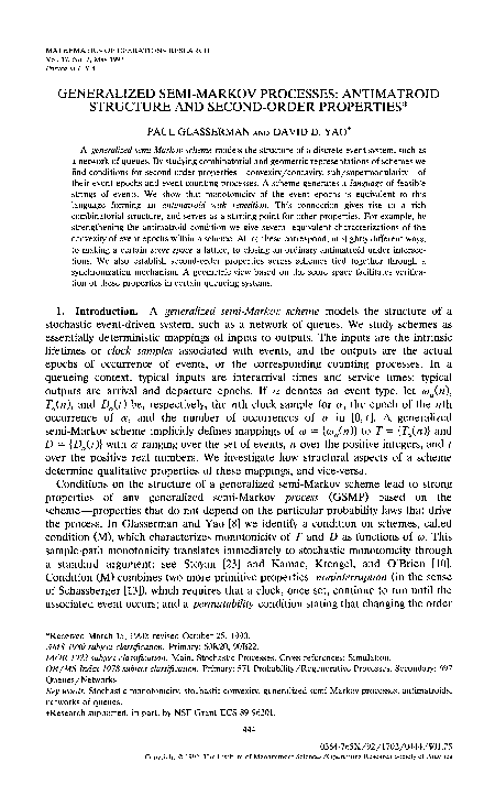 (PDF) Generalized Semi-Markov Processes: Antimatroid Structure and Second-Order Properties