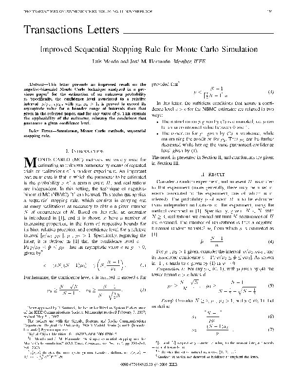 (PDF) Improved sequential stopping rule for Monte Carlo simulation | Jose Hernando - Academia.edu