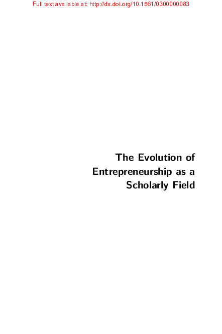 (PDF) The Evolution of Entrepreneurship as a Scholarly Field