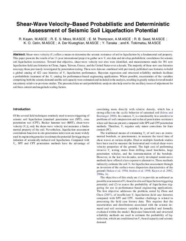 (PDF) Shear-Wave Velocity–Based Probabilistic and Deterministic Assessment of Seismic Soil ...