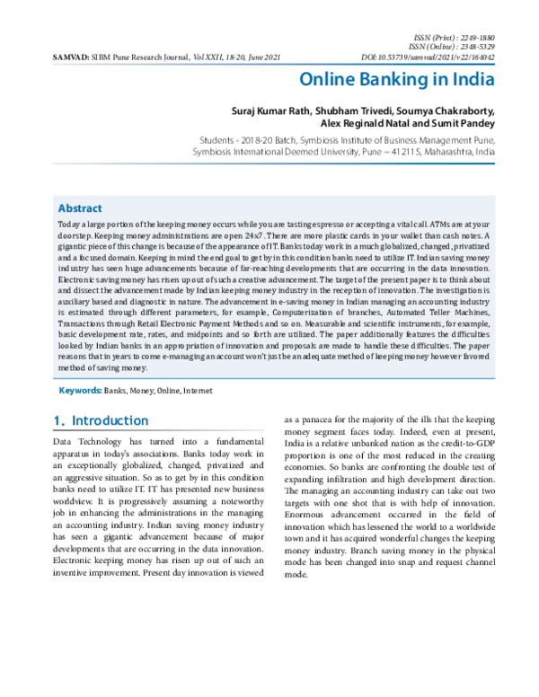 (PDF) Online Banking in India