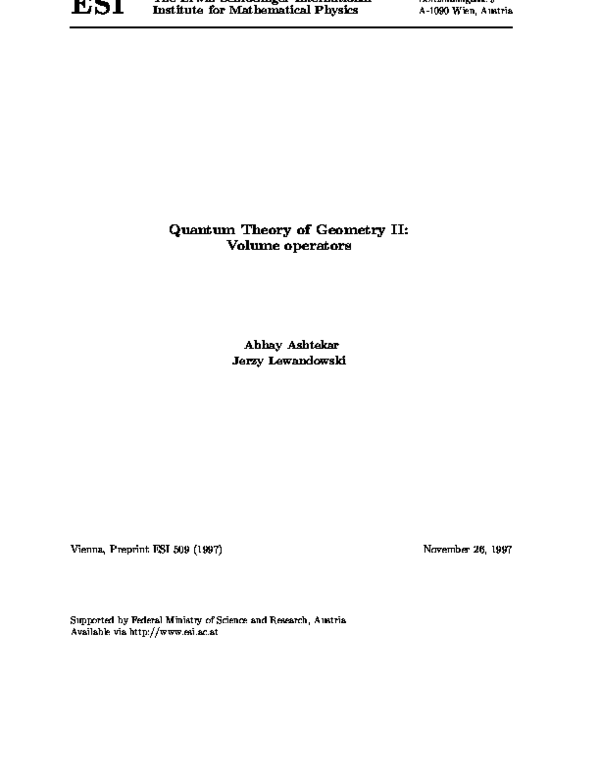 (PDF) Institute for Mathematical Physics Quantum Theory of Geometry Ii ...
