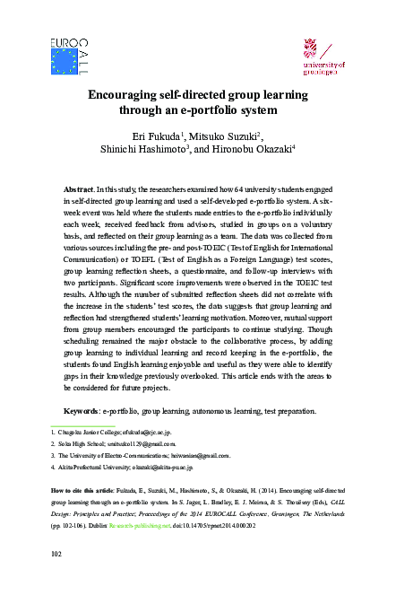 (PDF) Encouraging self-directed group learning through an e-portfolio ...