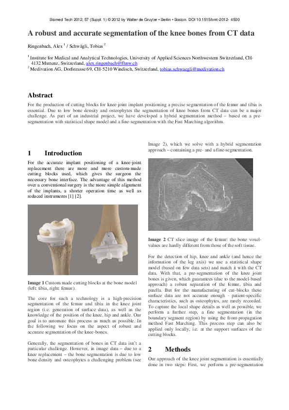(PDF) A robust and accurate segmentation of the knee bones from CT data