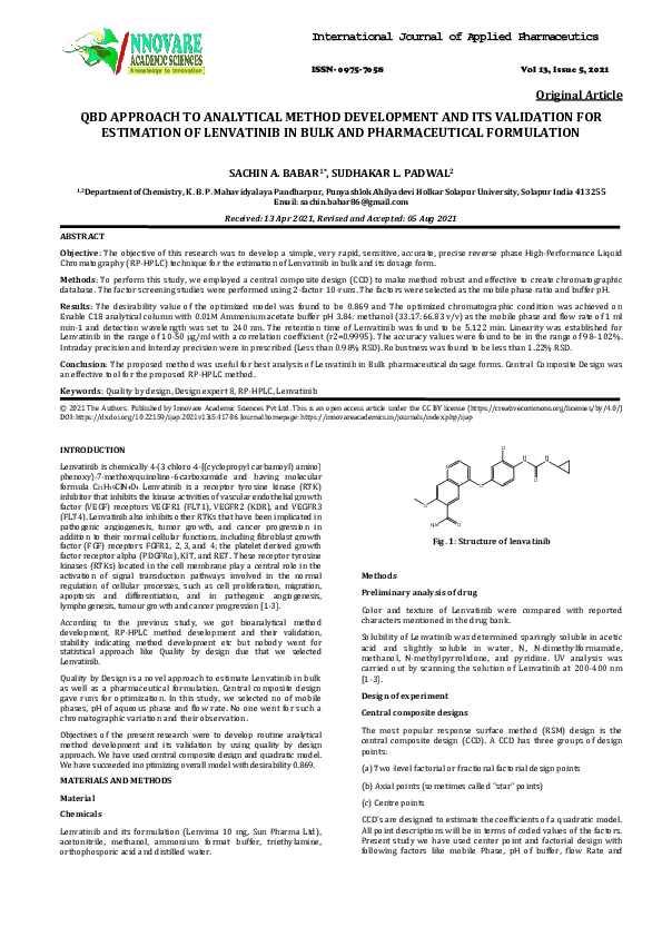 Pdf Qbd Approach To Analytical Method Development And Its Validation