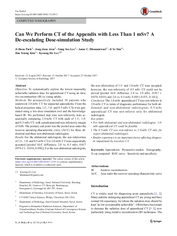 (PDF) Can We Perform CT of the Appendix with Less Than 1 mSv? A De ...