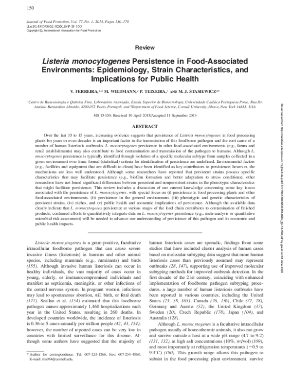 (PDF) Listeria monocytogenes Persistence in Food-Associated ...