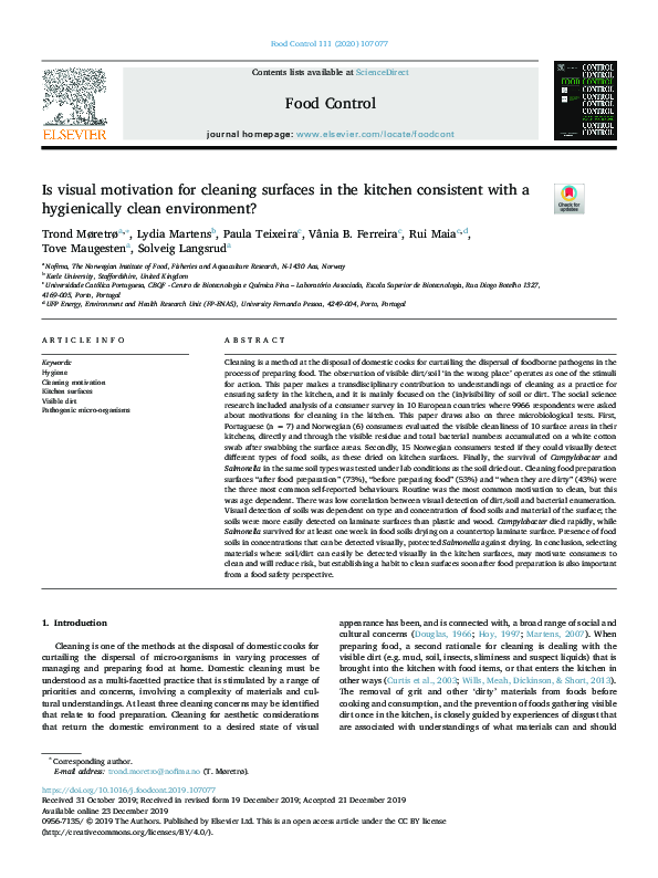(PDF) Is visual motivation for cleaning surfaces in the kitchen ...
