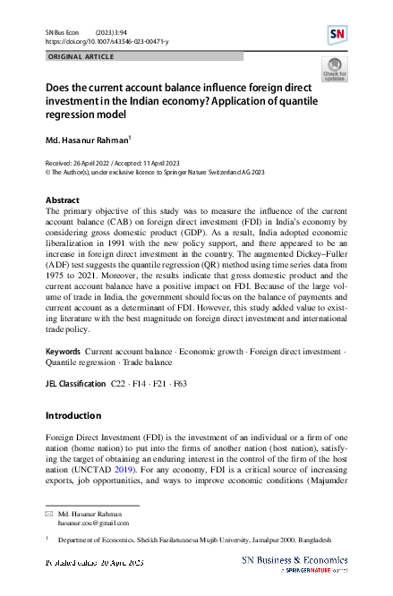 (PDF) Does the current account balance influence foreign direct ...