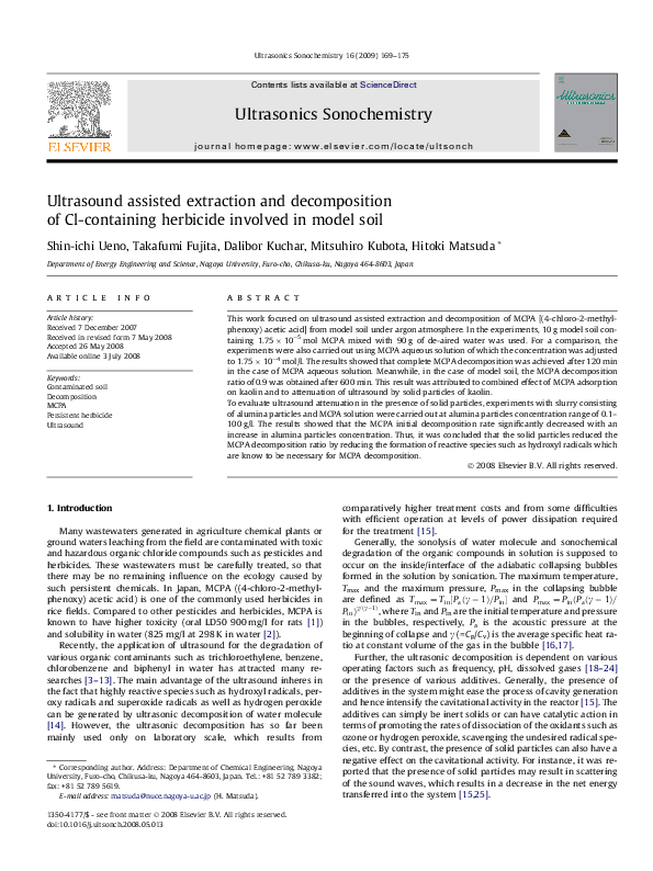 (PDF) Ultrasound assisted extraction and decomposition of Cl-containing ...
