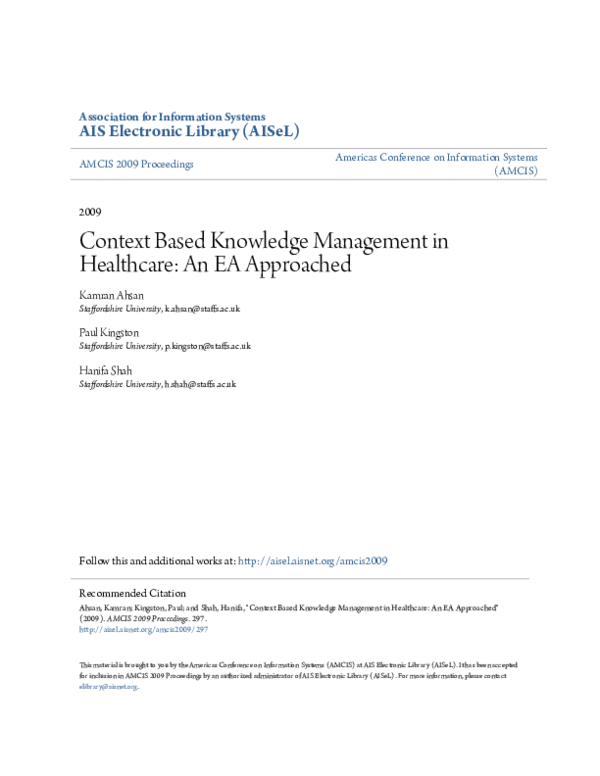 (PDF) Location context for knowledge management in healthcare