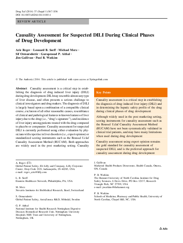 (PDF) Causality Assessment for Suspected DILI During Clinical Phases of ...