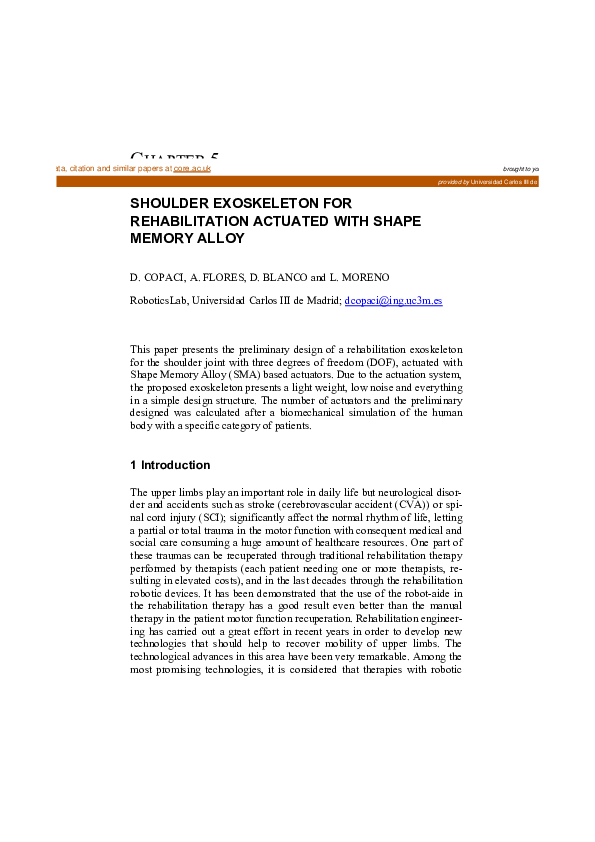 (PDF) Shoulder exoskeleton for rehabilitation actuated with shape ...