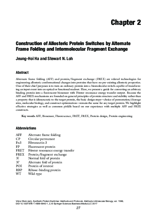 (PDF) Construction of Allosteric Protein Switches by Alternate Frame ...