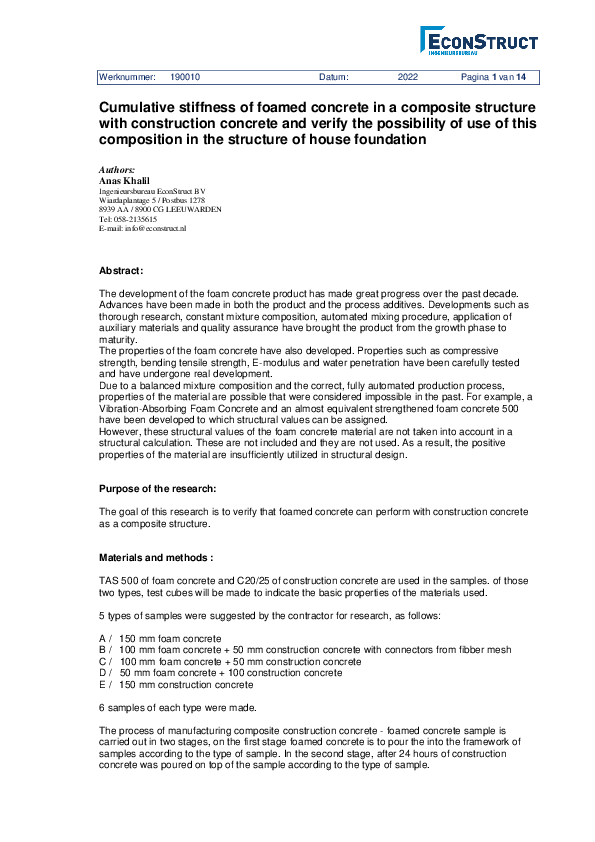 (PDF) Cumulative stiffness of foamed concrete in a composite structure ...