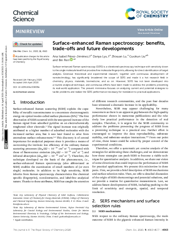 (PDF) Surface-enhanced Raman spectroscopy: benefits, trade-offs and ...