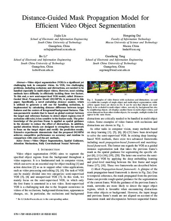 Pdf Distance Guided Mask Propagation Model For Efficient Video Object