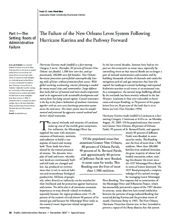 (PDF) The Failure of the New Orleans Levee System Following Hurricane ...