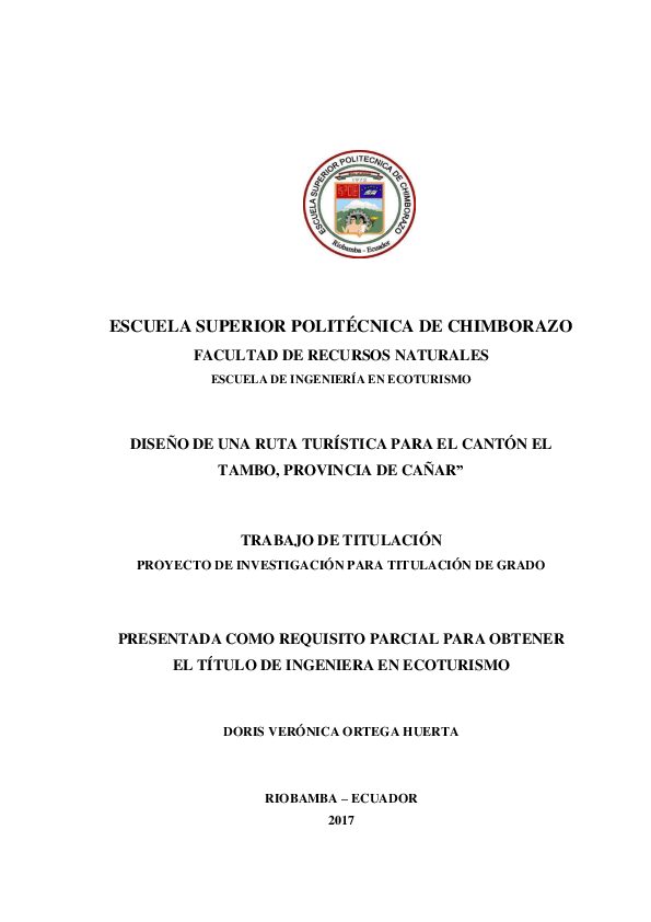 (PDF) Diseño de una ruta turística para el cantón El Tambo, provincia ...