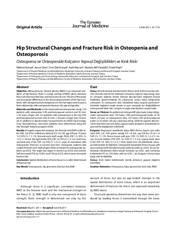 (PDF) Hip Structural Changes and Fracture Risk in Osteopenia and ...