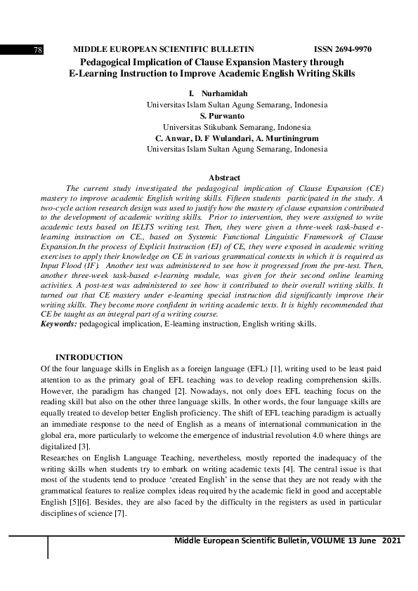 (PDF) Pedagogical Implication of Clause Expansion Mastery through E ...