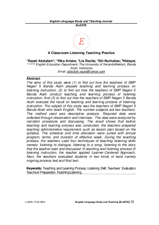 A Classroom Listening Teaching Practice