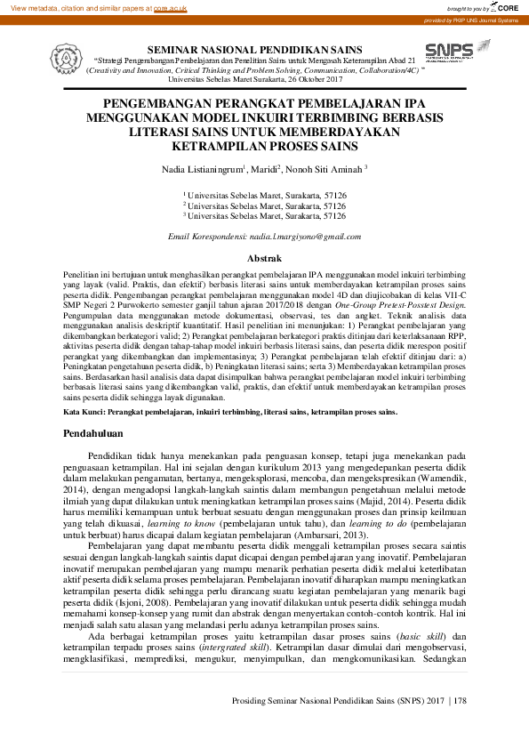 (PDF) Pengembangan Perangkat Pembelajaran Ipa Menggunakan Model Inkuiri Terbimbing Berbasis ...