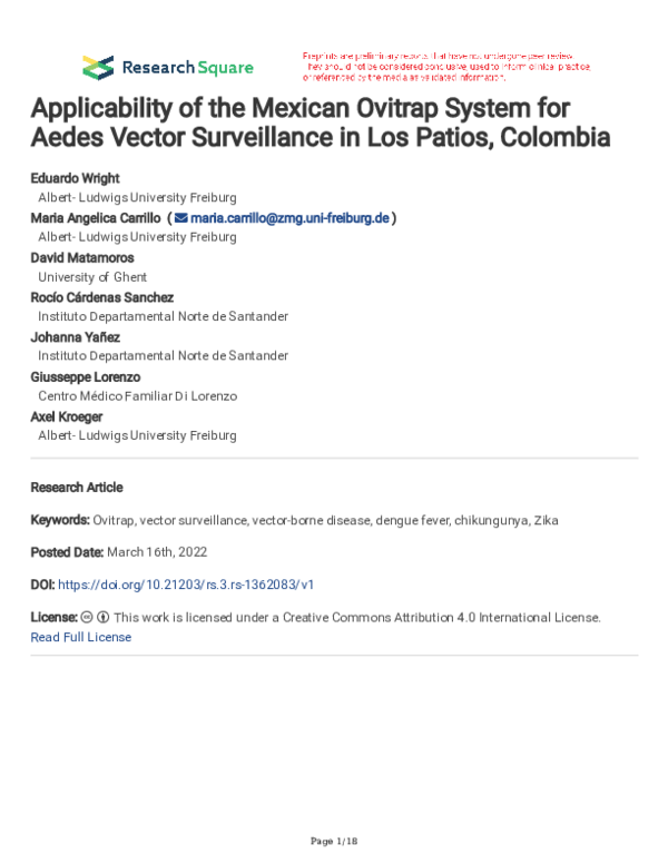 (PDF) Applicability of the Mexican Ovitrap System for Aedes Vector ...