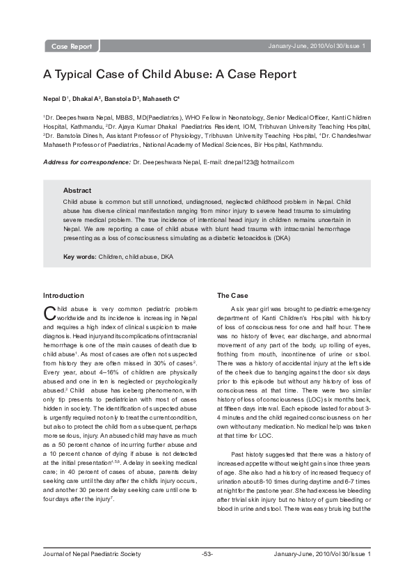 (PDF) A Typical Case of Child Abuse: A Case Report