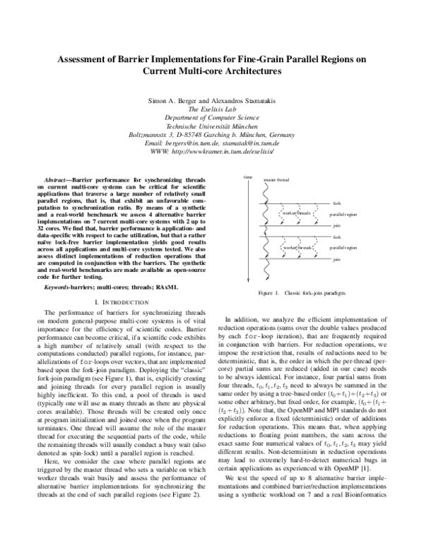 (PDF) Assessment of barrier implementations for fine-grain parallel regions on current multi ...