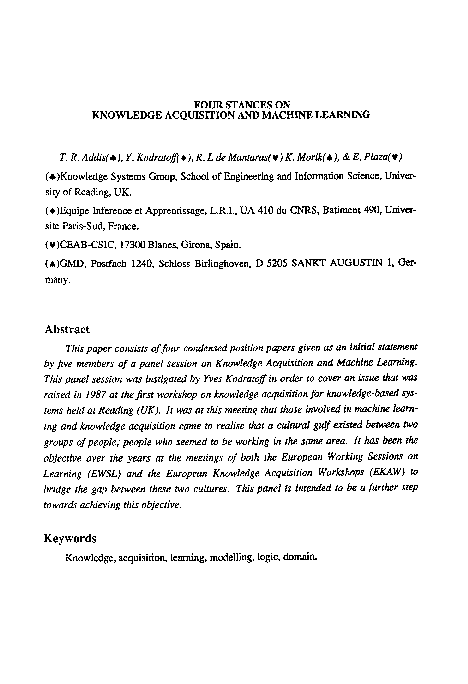 (PDF) Bridging Cultures in Knowledge Acquisition and Machine Learning