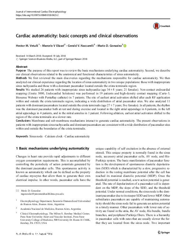 (PDF) Cardiac automaticity: basic concepts and clinical observations